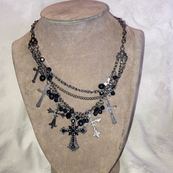 Vintage | Jewelry | Vintage Multilayer Long Cross Necklace Wext Chain ...